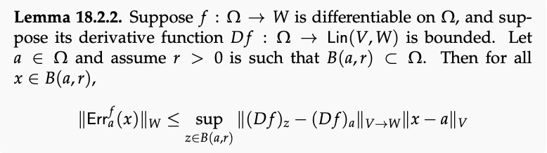 Solved Prove Lemma 18.2.2. ﻿Suppose f:Ω→W ﻿is differentiable | Chegg.com
