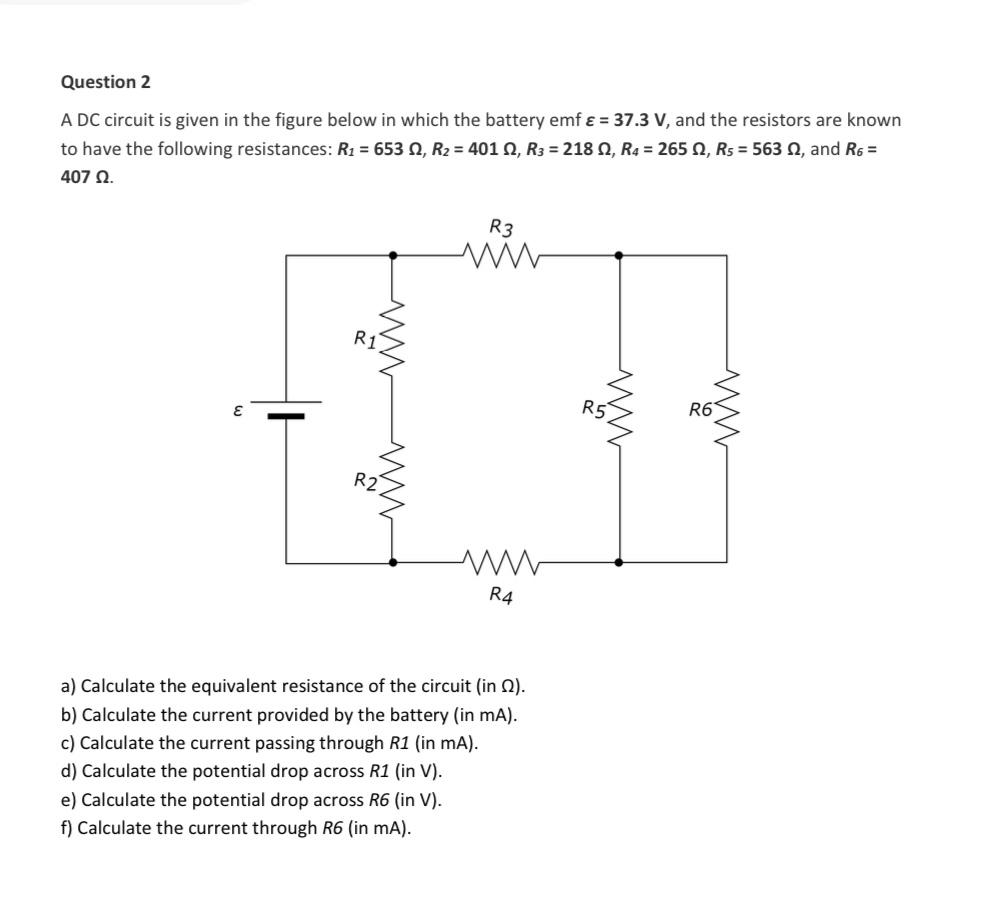 Solved Question 2A DC circuit is given in the figure below | Chegg.com