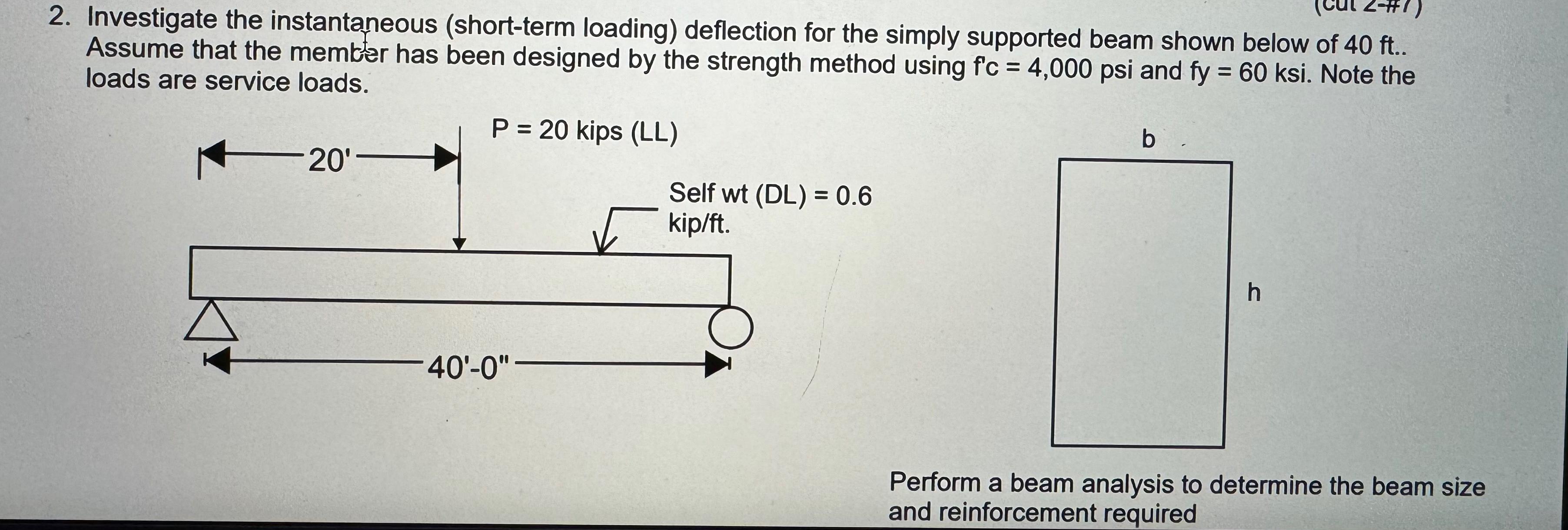 Solved Investigate the instantaneous (short-term loading) | Chegg.com