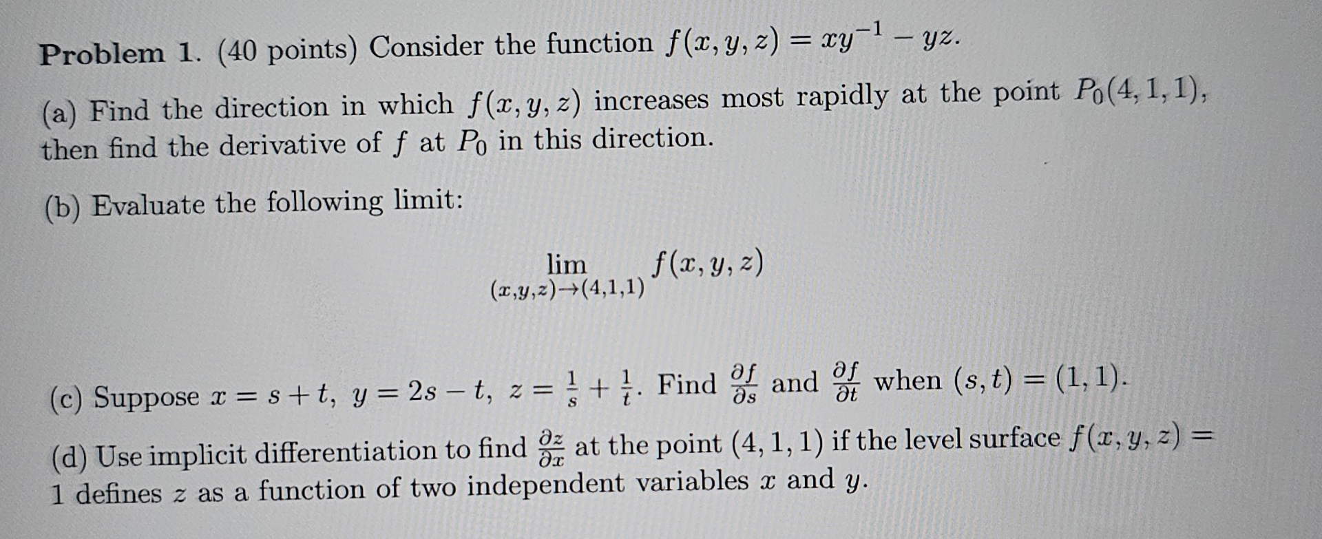 Solved Problem 1. (40 ﻿points) ﻿Consider the function | Chegg.com