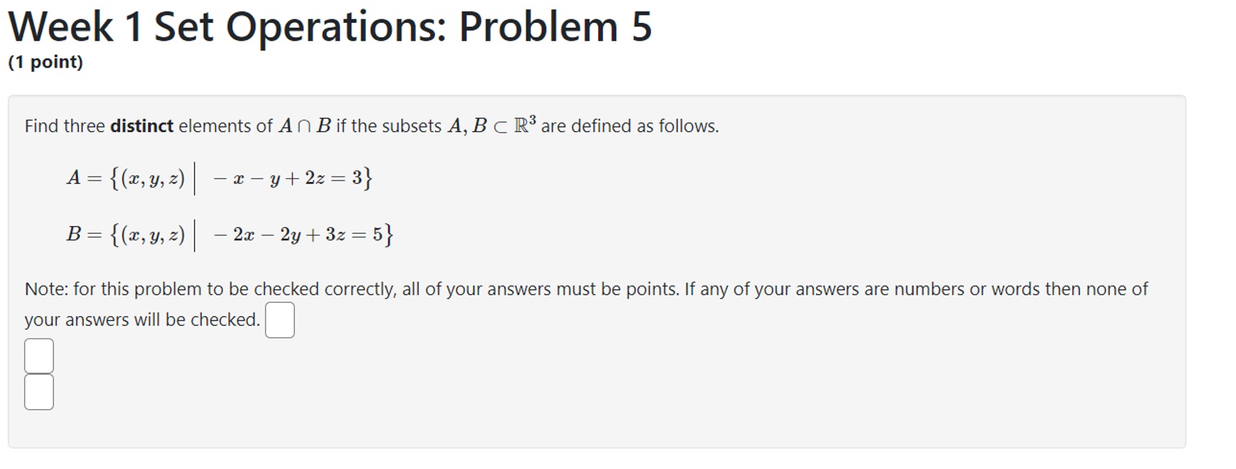 Solved Find three distinct elements of A∩B ﻿if the subsets | Chegg.com