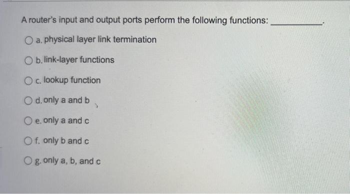 Solved A router's input and output ports perform the | Chegg.com