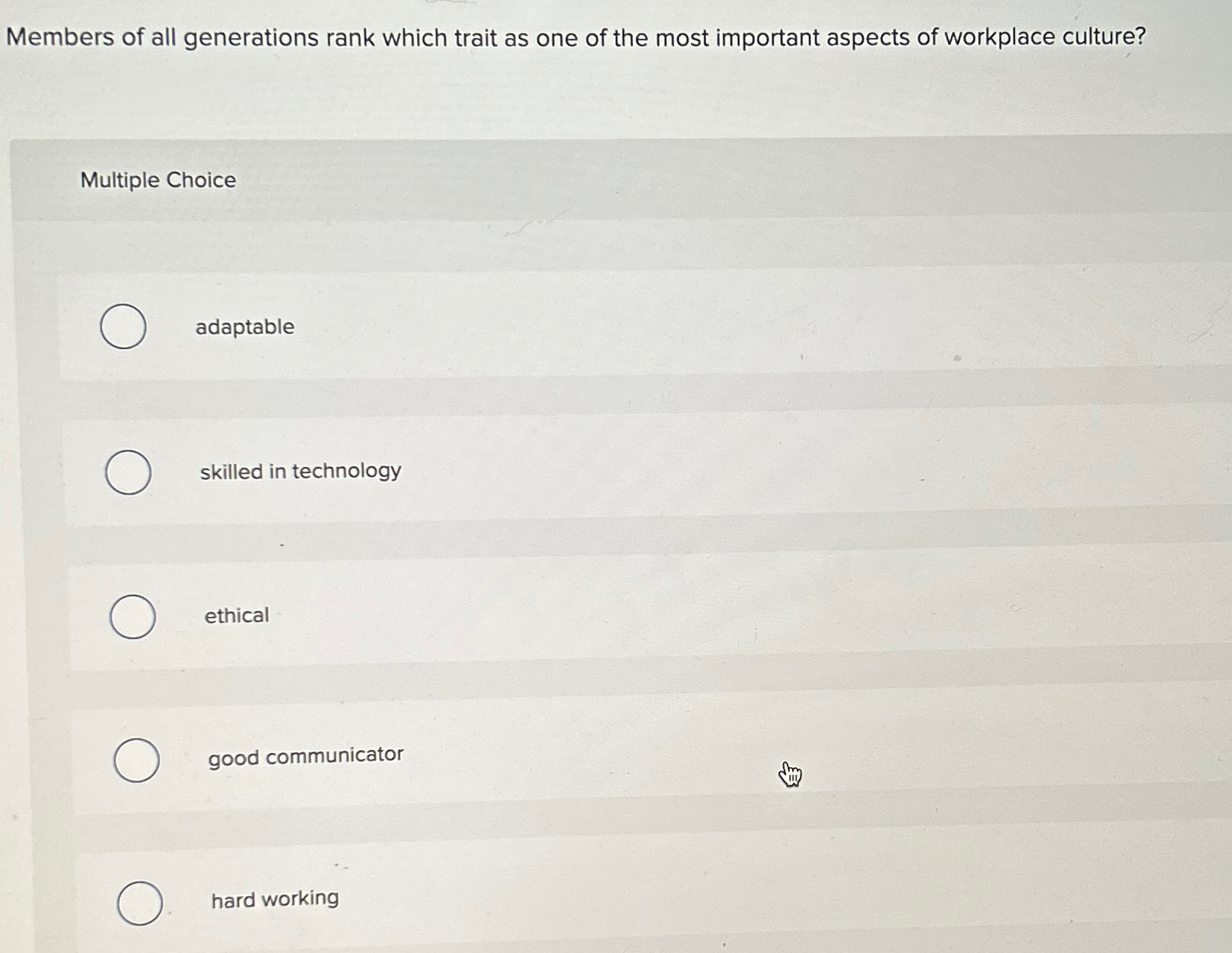 Solved Members of all generations rank which trait as one of | Chegg.com