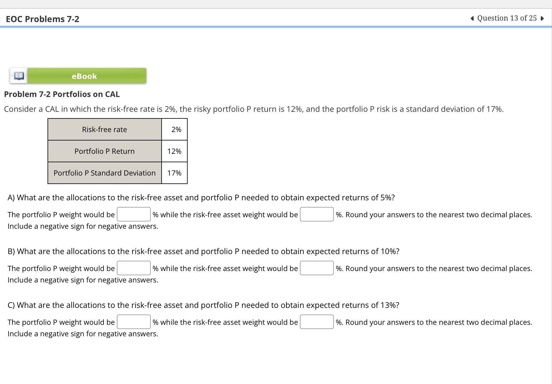 Solved EOC Problems 7-2Question 13 ﻿of 25Problem 7-2 | Chegg.com