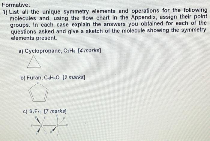 Solved Formative: 1) List all the unique symmetry elements | Chegg.com