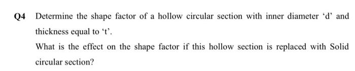 Solved Q4 Determine the shape factor of a hollow circular | Chegg.com