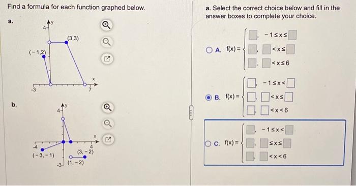 Solved Find a formula for each function graphed below. a. b. | Chegg.com