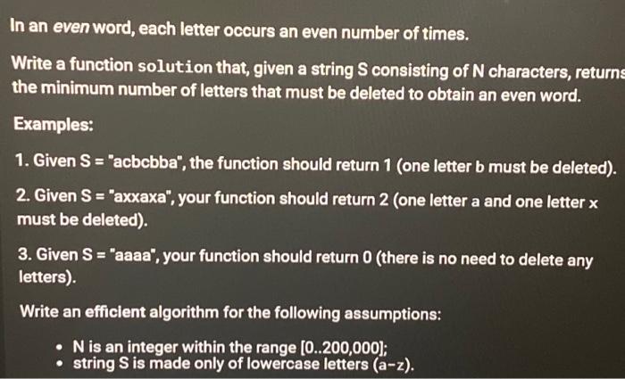 Solved In an even word, each letter occurs an even number of | Chegg.com