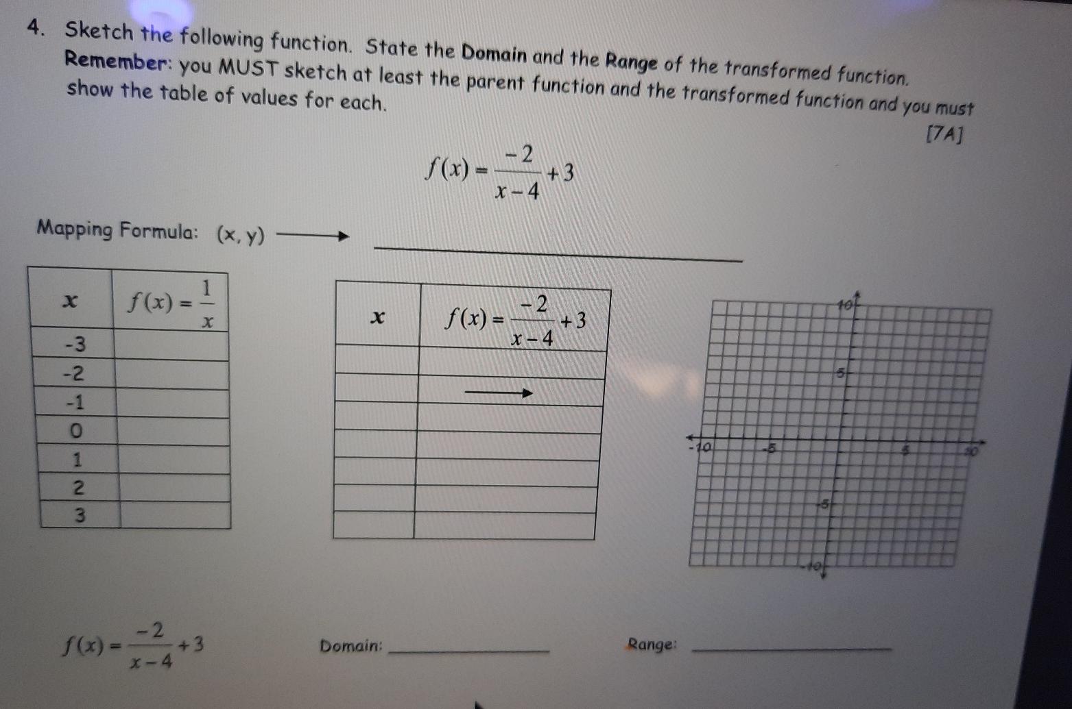Solved 4. Sketch the following function. State the Domain | Chegg.com