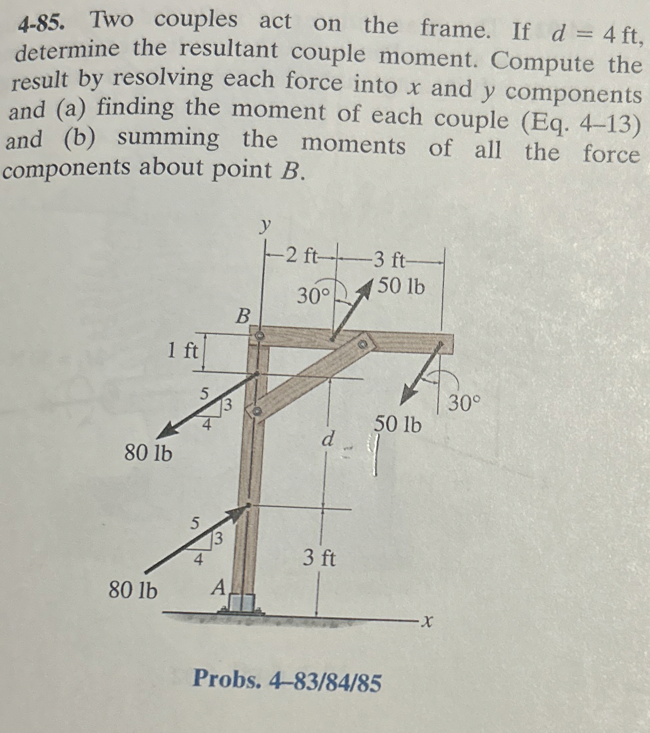 Solved 4-85. ﻿Two couples act on the frame. If d=4ft, | Chegg.com
