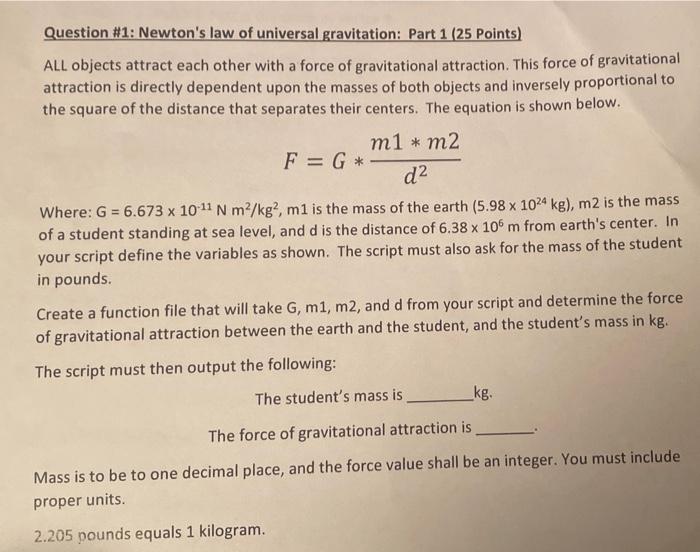 Solved ALL objects attract each other with a force of | Chegg.com