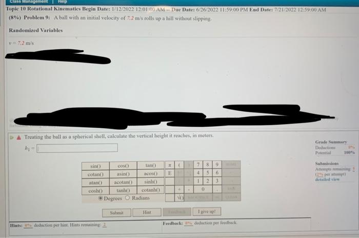 Solved Class Management | Help Topic 10 Rotational | Chegg.com