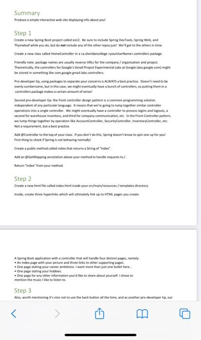Solved Summary Produce a simple interactive web stae | Chegg.com