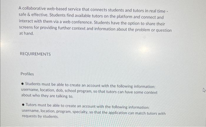 Solved A collaborative web-based service that connects | Chegg.com