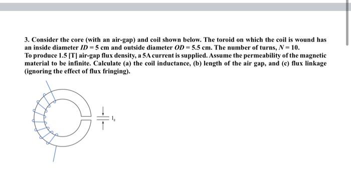 Solved 3. Consider the core (with an air-gap) and coil shown | Chegg.com