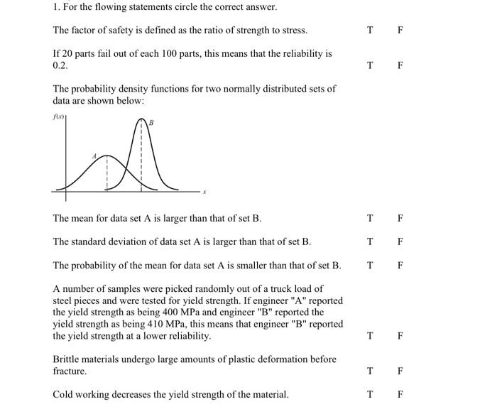 Solved TF 1. For the flowing statements circle the correct | Chegg.com