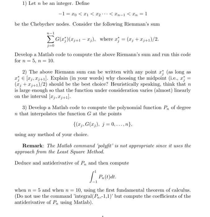 Solved 1) Let n be an integer. Define −1=x0 | Chegg.com