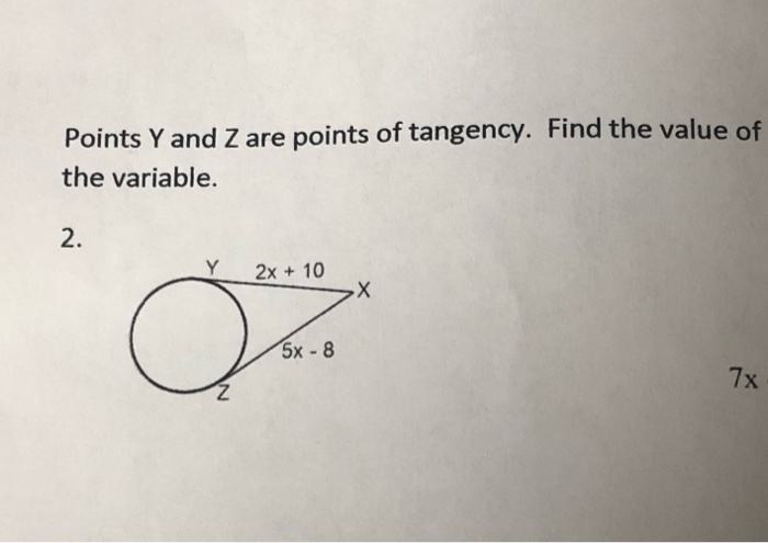 Solved Points Y and Z are points of tangency. Find the value | Chegg.com