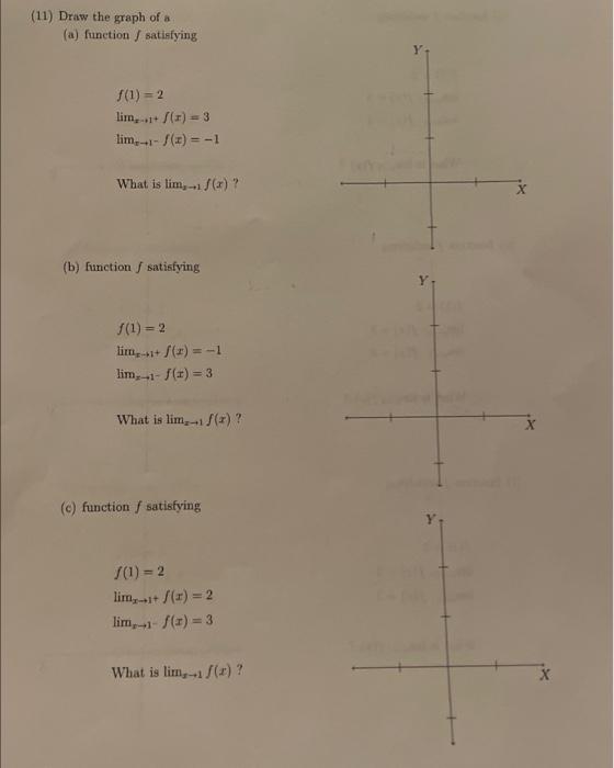 Solved (11) Draw the graph of a (a) function f satisfying | Chegg.com