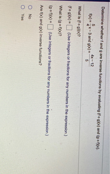 Solved Determine Whether F And G Are Inverse Functions By