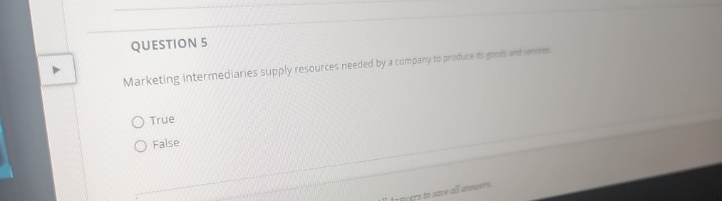 Solved QUESTION 5Marketing Intermediaries supply resources | Chegg.com