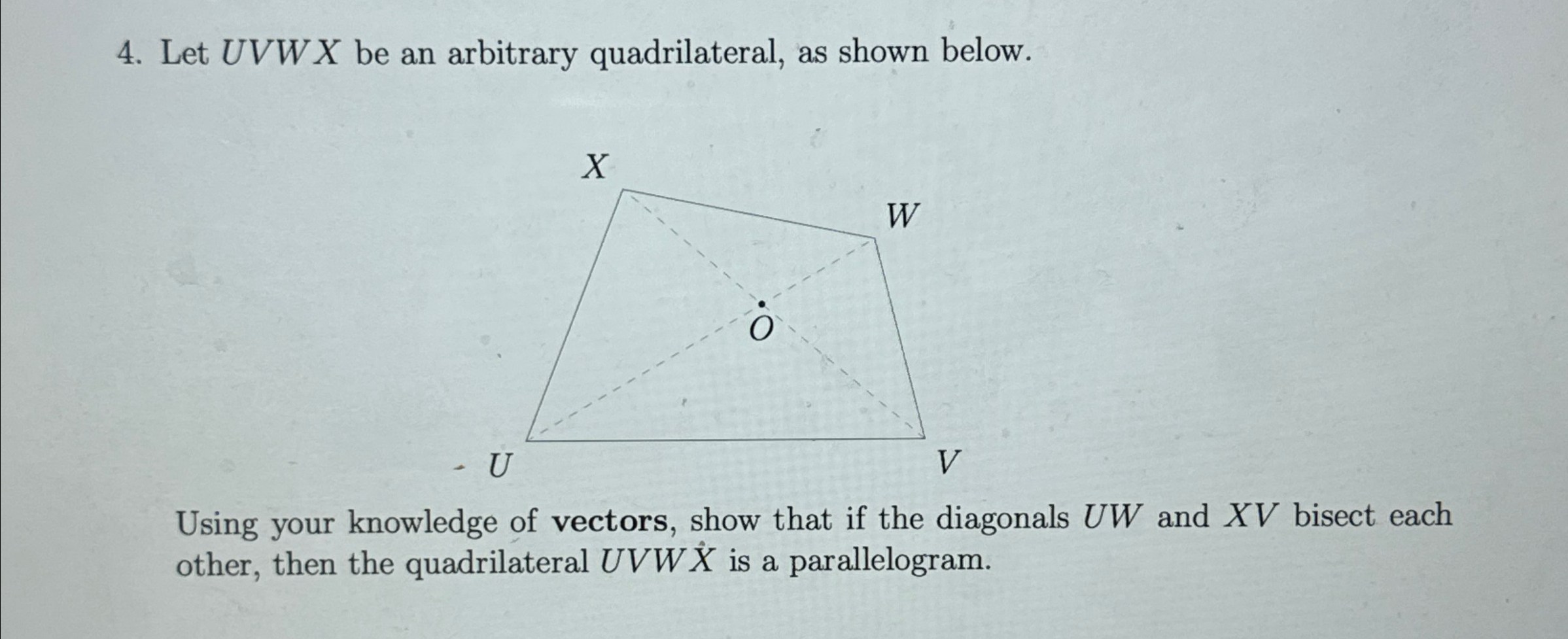 Solved Let UVWx be an arbitrary quadrilateral, as shown | Chegg.com