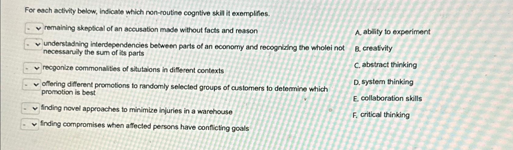 Solved For each activity below, indicate which non-routine | Chegg.com