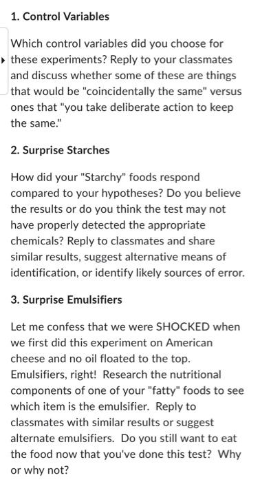 Solved 1. Control Variables Which control variables did you | Chegg.com