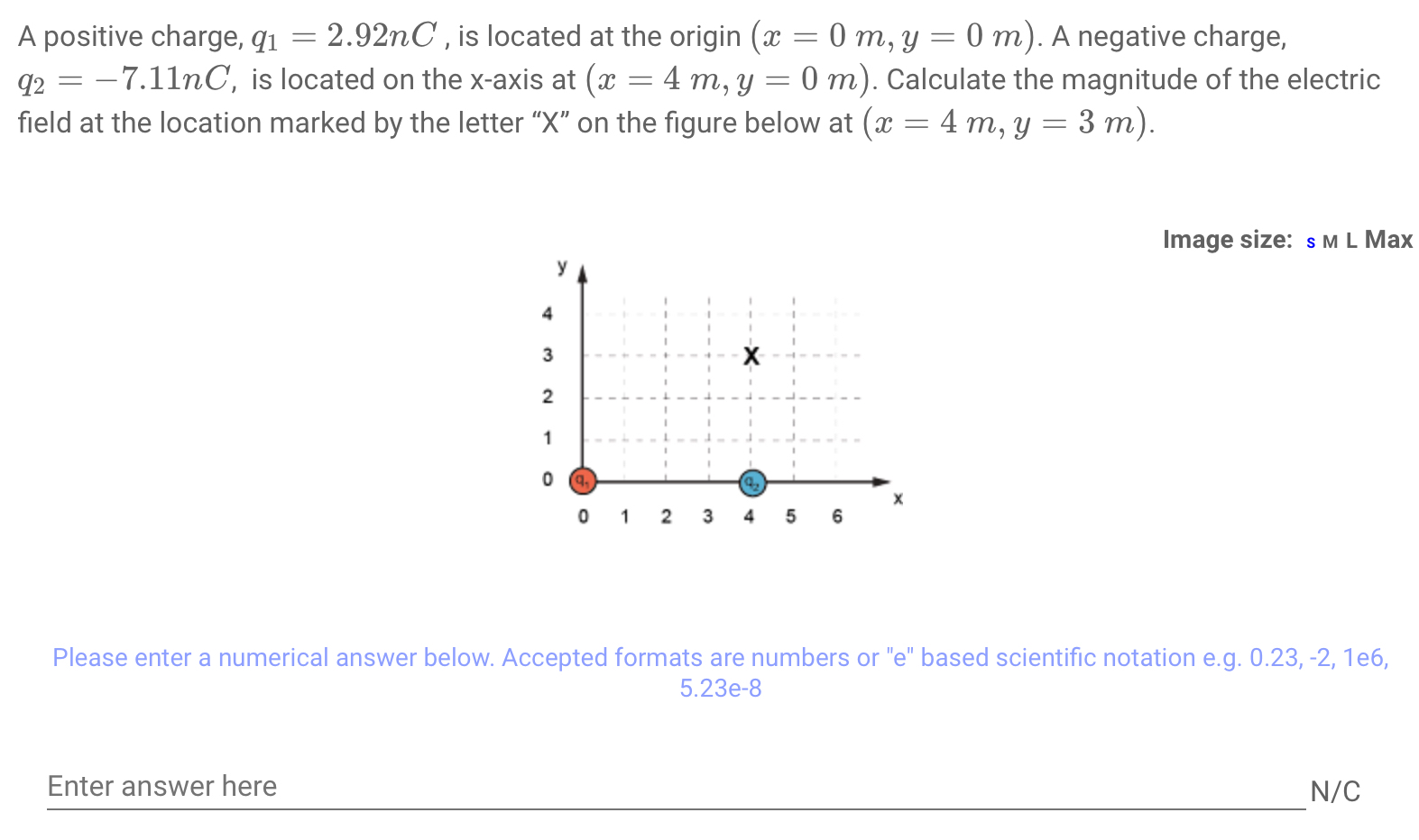 Solved A positive charge, q1=2.92nC, ﻿is located at the | Chegg.com