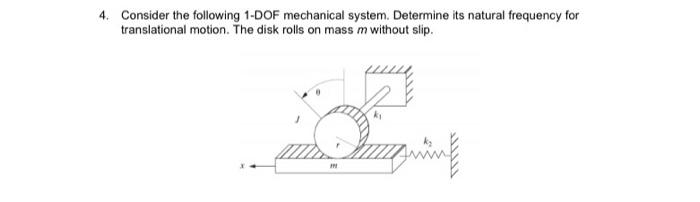 Solved 4. Consider the following 1-DOF mechanical system. | Chegg.com