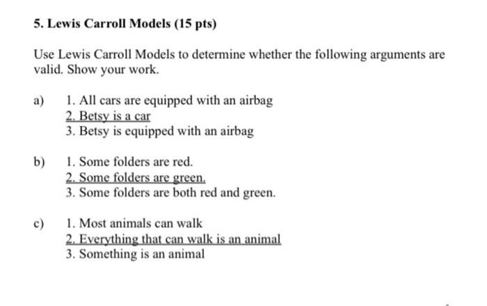 5. Lewis Carroll Models (15 pts) Use Lewis Carroll | Chegg.com