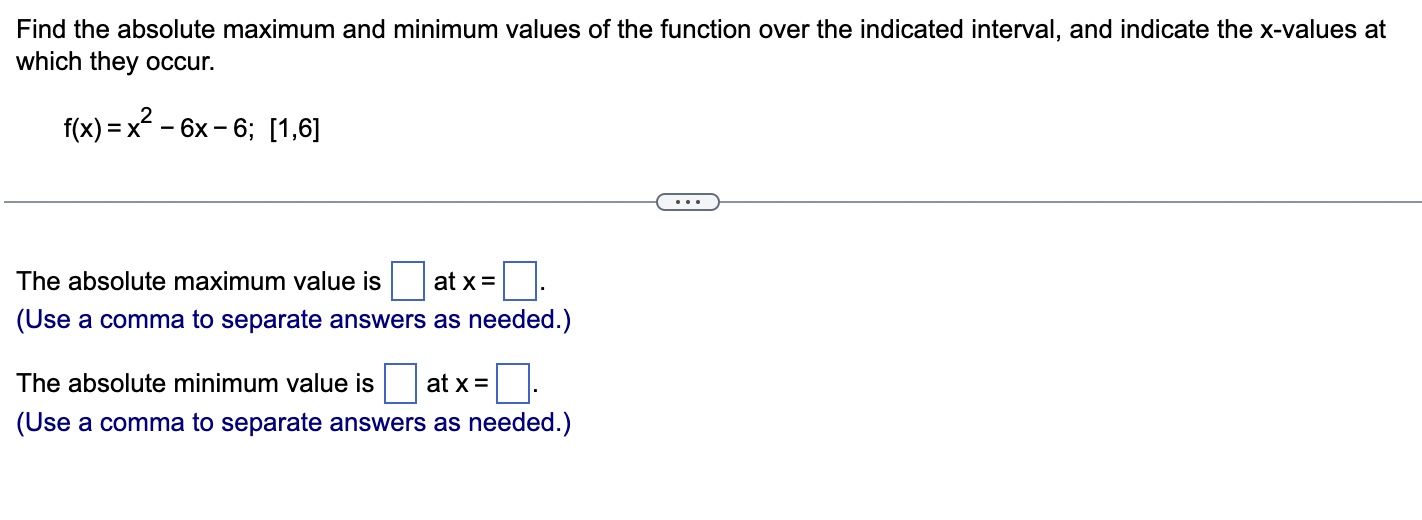 Solved Find the absolute maximum and minimum values of the | Chegg.com