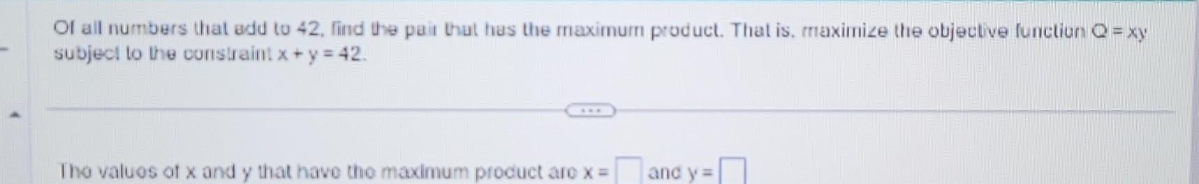 Solved OI all numbers that add to 42, Find the pait thut has | Chegg.com