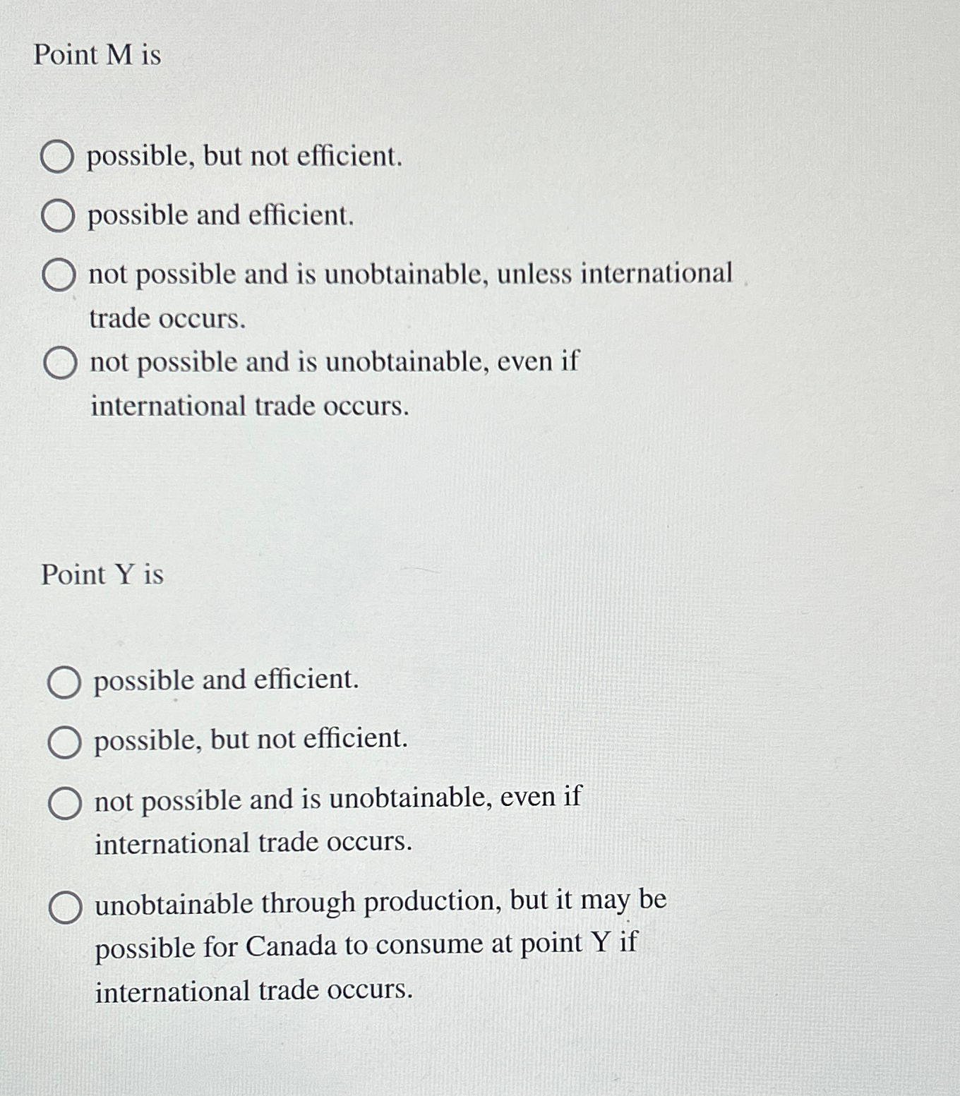 Solved Point M ﻿ispossible, but not efficient.possible and | Chegg.com