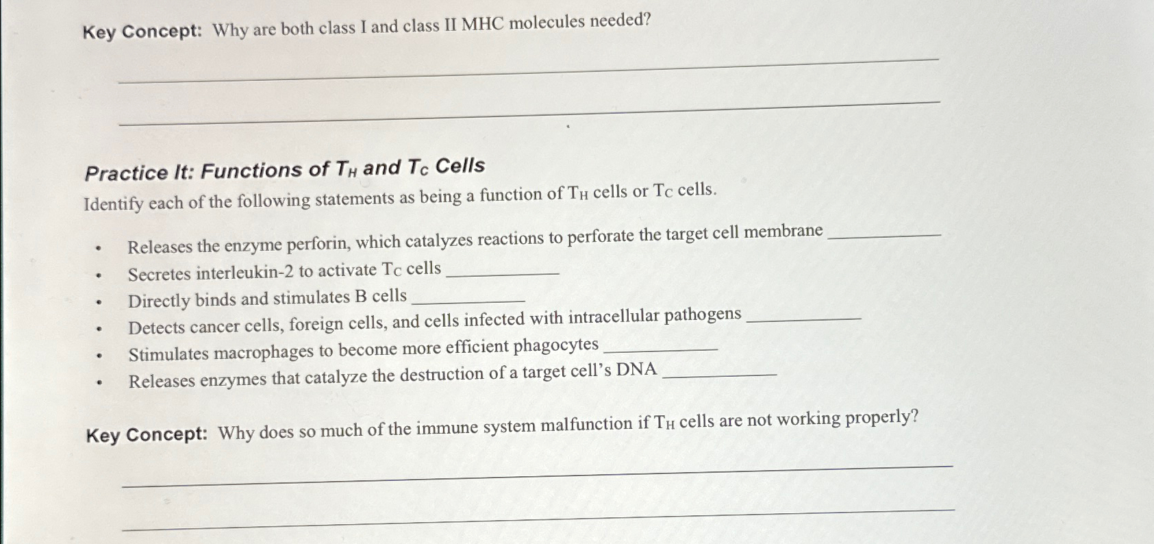 Solved Key Concept: Why are both class I and class II MHC | Chegg.com