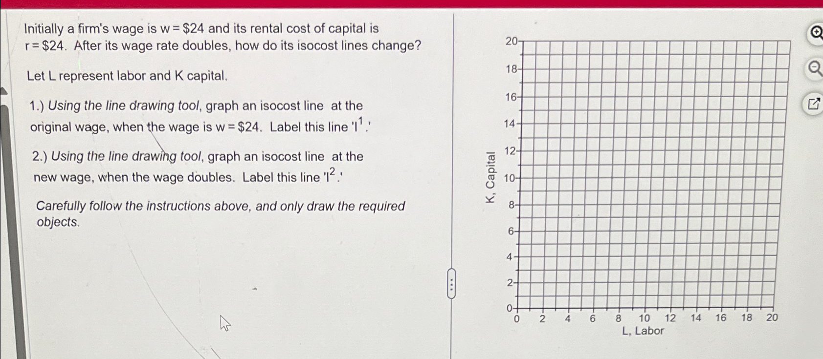 Solved Initially a firm's wage is w =$24 ﻿and its rental | Chegg.com