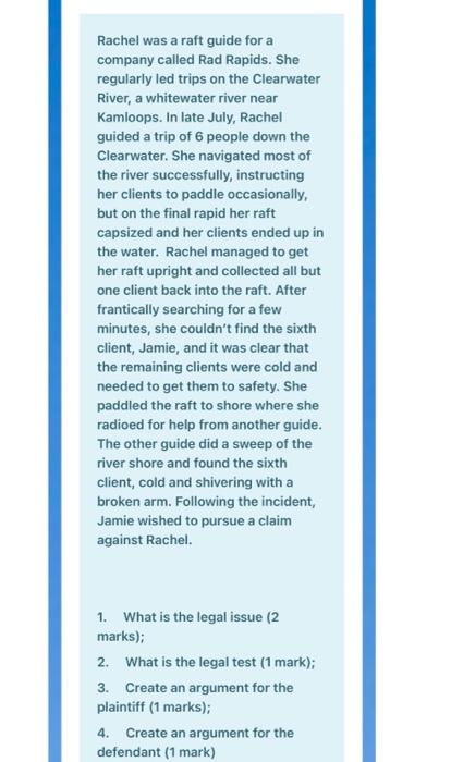 Solved Rachel was a raft guide for a company called Rad | Chegg.com