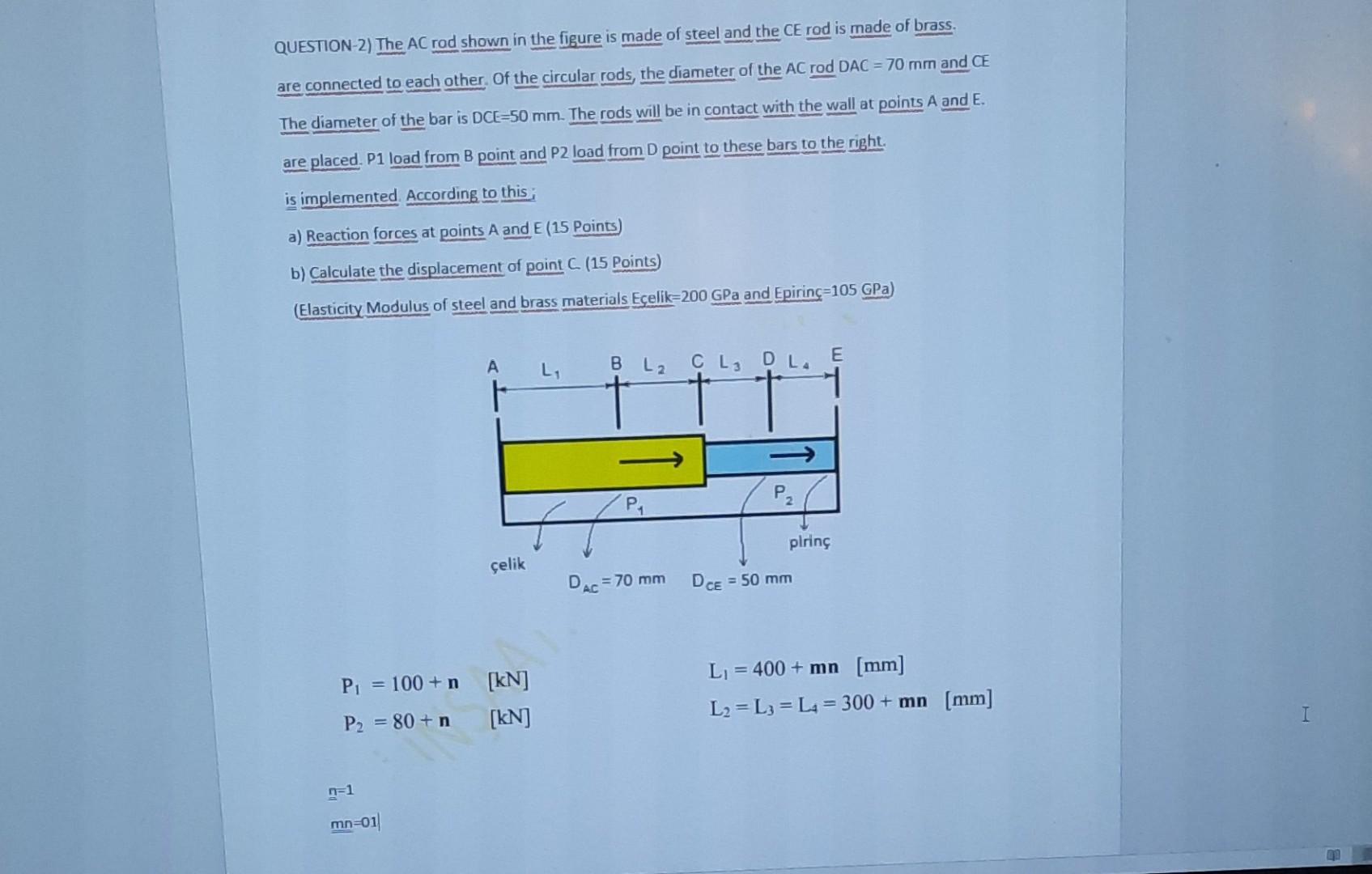 Solved QUESTION-2) The AC rad shown in the figure is made of | Chegg.com