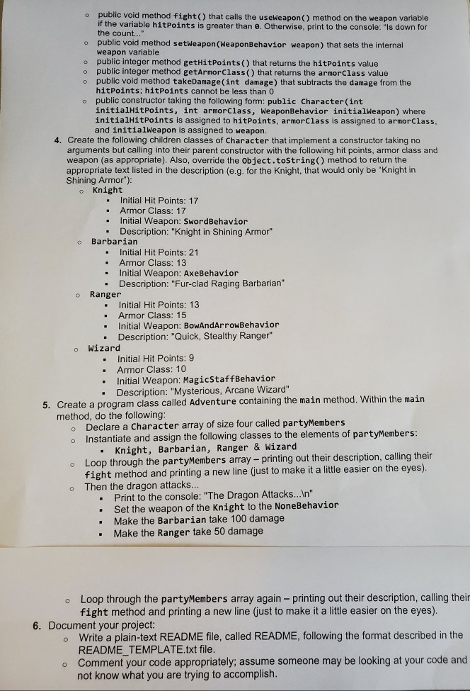 Solved RPG Character Design: Using the Strategy Design | Chegg.com