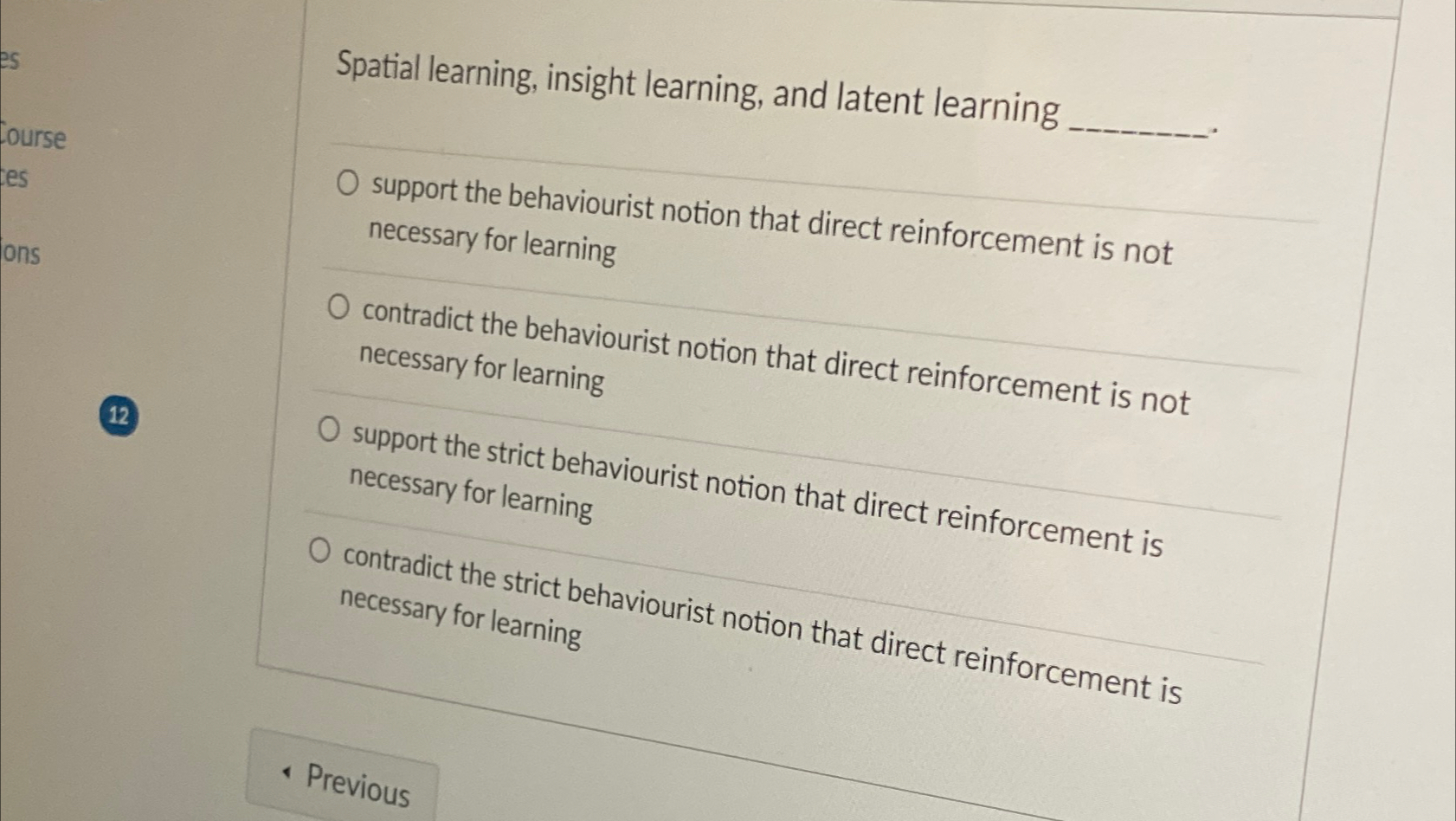 Solved Spatial learning, insight learning, and latent | Chegg.com