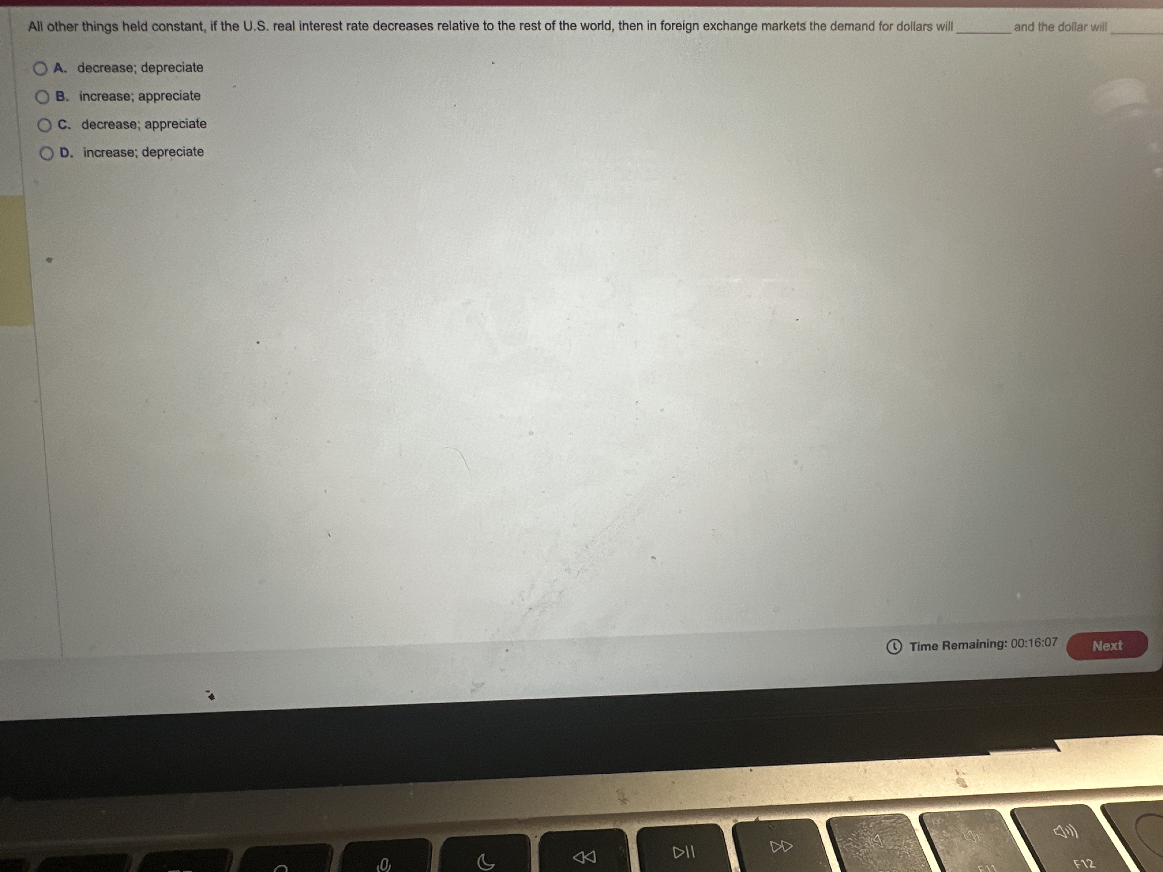 Solved All other things held constant, if the U.S. ﻿real | Chegg.com