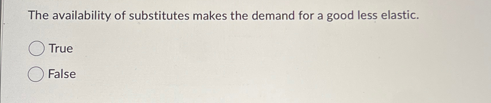 Solved The availability of substitutes makes the demand for | Chegg.com