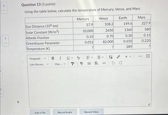 Solved Using the table below, calculate the temperature of | Chegg.com