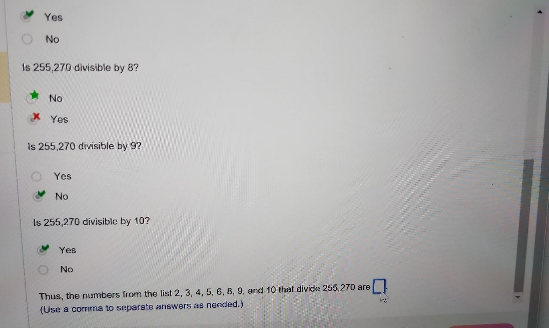 Solved Check the following number for divisibility by each | Chegg.com