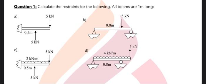 Solved Question 1: Calculate the restraints for the | Chegg.com
