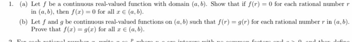 Solved 1. (a) Let f be a continuous real-valued function | Chegg.com