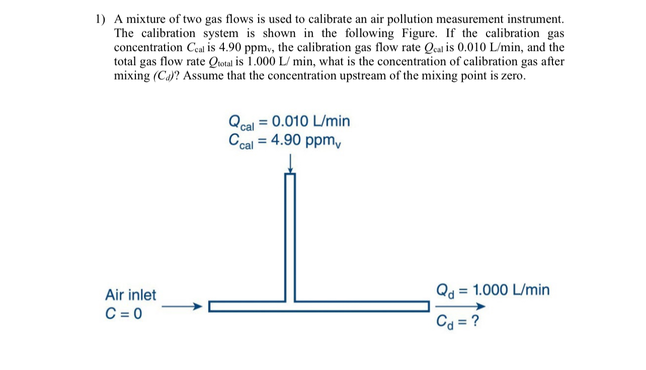 Solved A mixture of two gas flows is used to calibrate an | Chegg.com