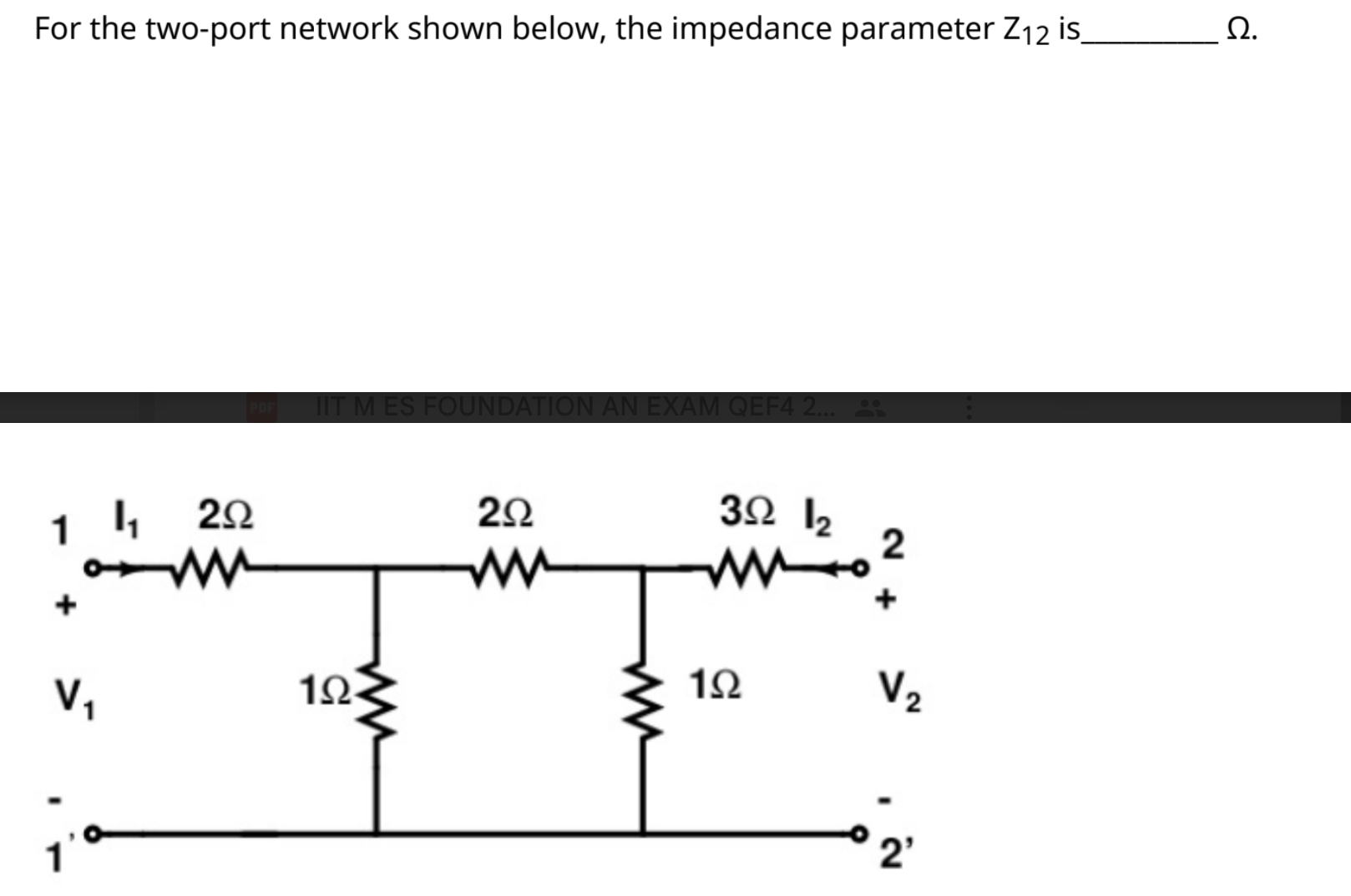 Solved For the two-port network shown below, the impedance | Chegg.com