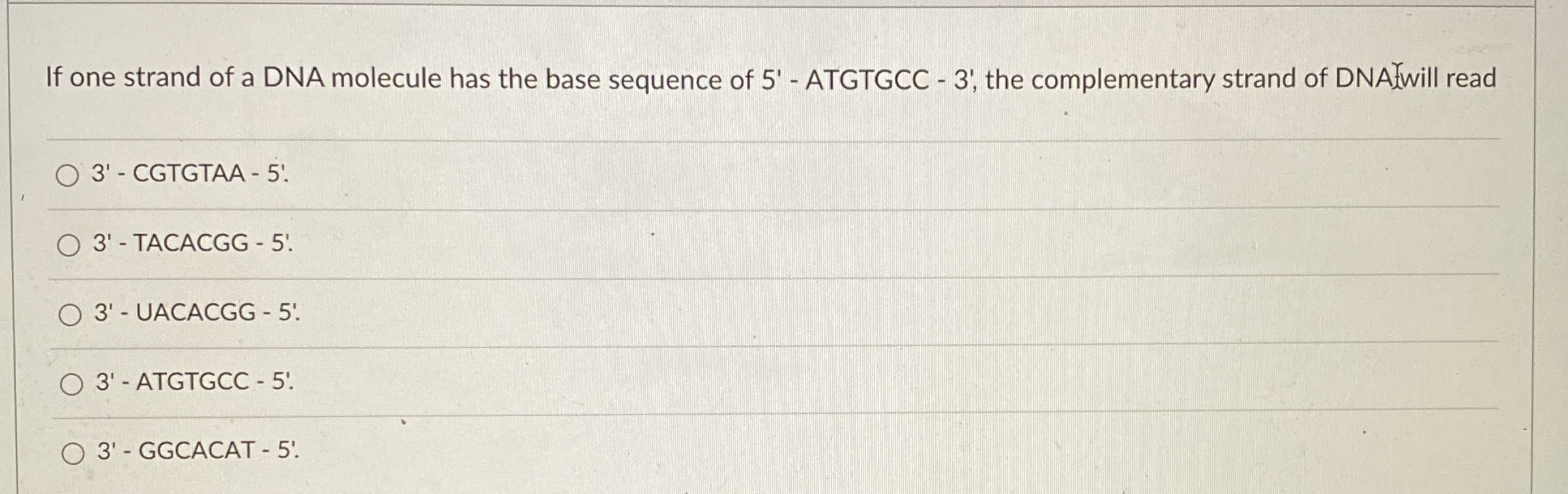Solved If one strand of a DNA molecule has the base sequence | Chegg.com
