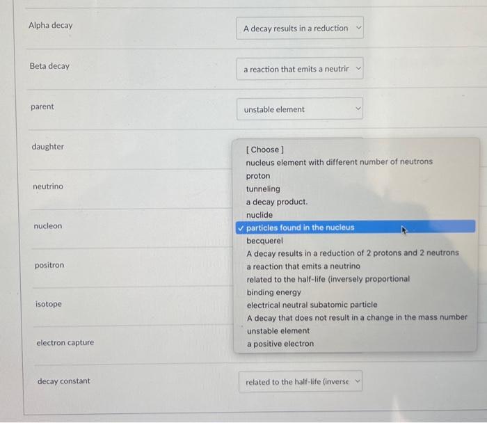 Solved Alpha decay Beta decay parent daughter neutrino | Chegg.com